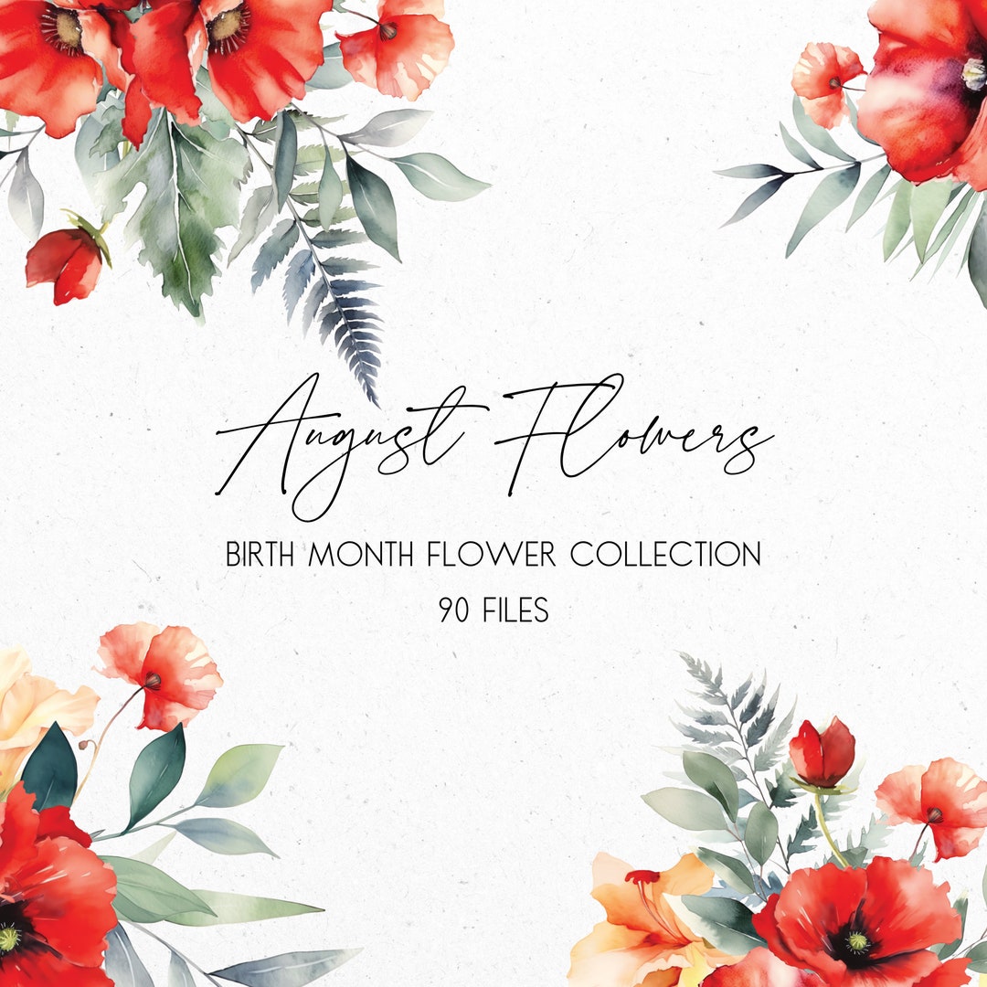 August Birth Flowers Clip Art, Birth Month Flowers Clip Art Collection ...