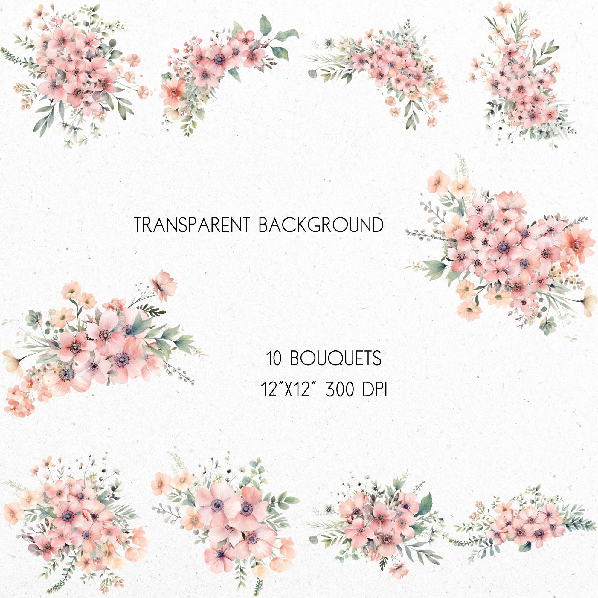 100 Blush Wild Floral Watercolor Clipart, Wild Flowers Clipart ...