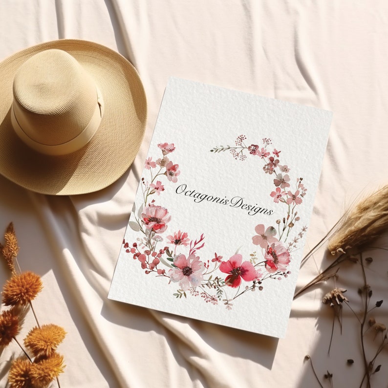 Ruby Red Wildflower Clipart Watercolor Elements, Borders & Wreaths ...