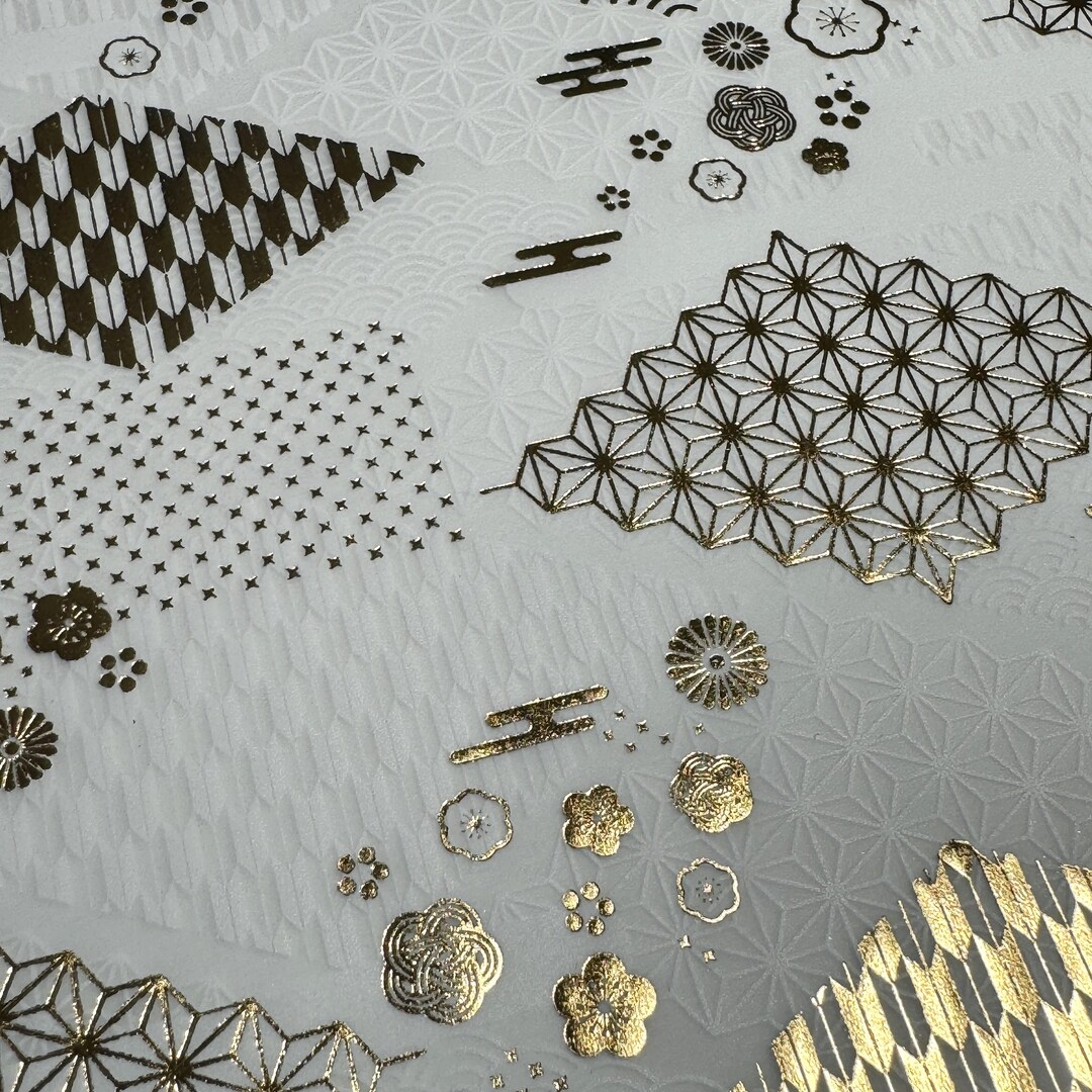 9 Design Paper Modern Japanese Pattern Translucent & Gold Silver Foil ...