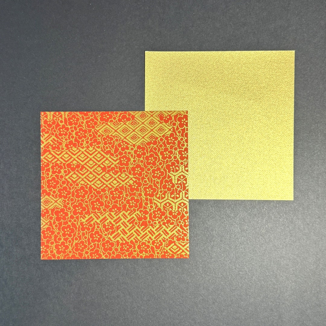 Double-sided Washi Paper of Gold and Patterned - 10 Sheets - Red X Gold ...