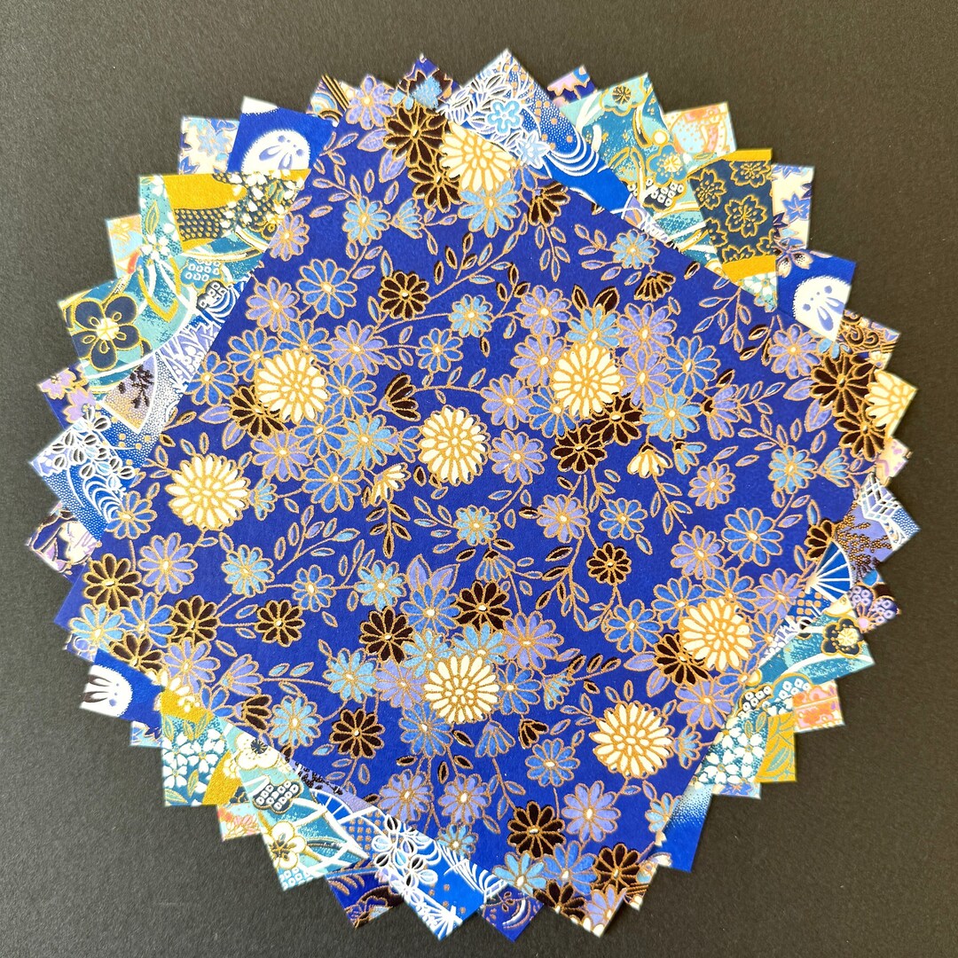 Handprinted Japanese Chiyogami Papers Blue Yuzen Washi Assorted Origami ...