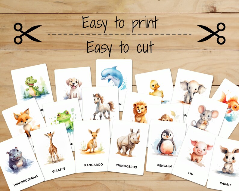 32 Montessori Cards • Animals • English • Printable Flashcards ...