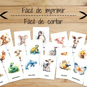 32 Montessori Tarjetas • Animales • Español • Imprimible Tarjetas ...
