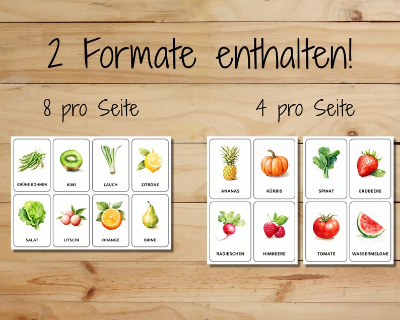32 Montessori-karten • Obst Und Gemüse • Französisch • Druckbare ...
