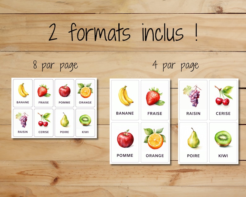 32 Montessori Cards Fruits Vegetables French Printable Flashcards ...