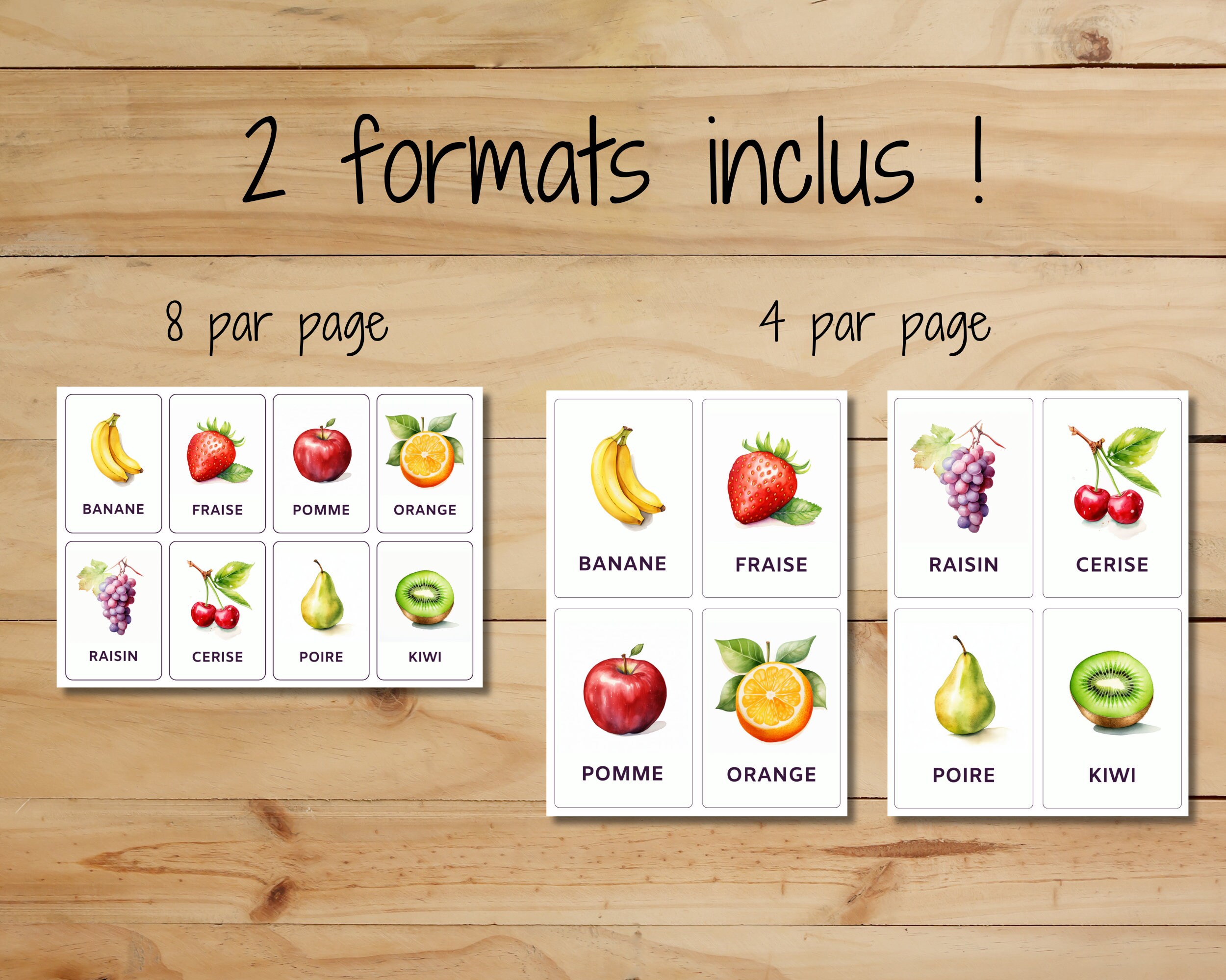 32 Montessori Cards Fruits Vegetables French Printable Flashcards ...