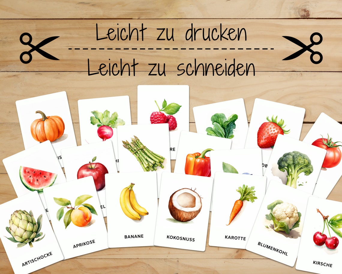 32 Montessori-karten • Obst Und Gemüse • Französisch • Druckbare ...