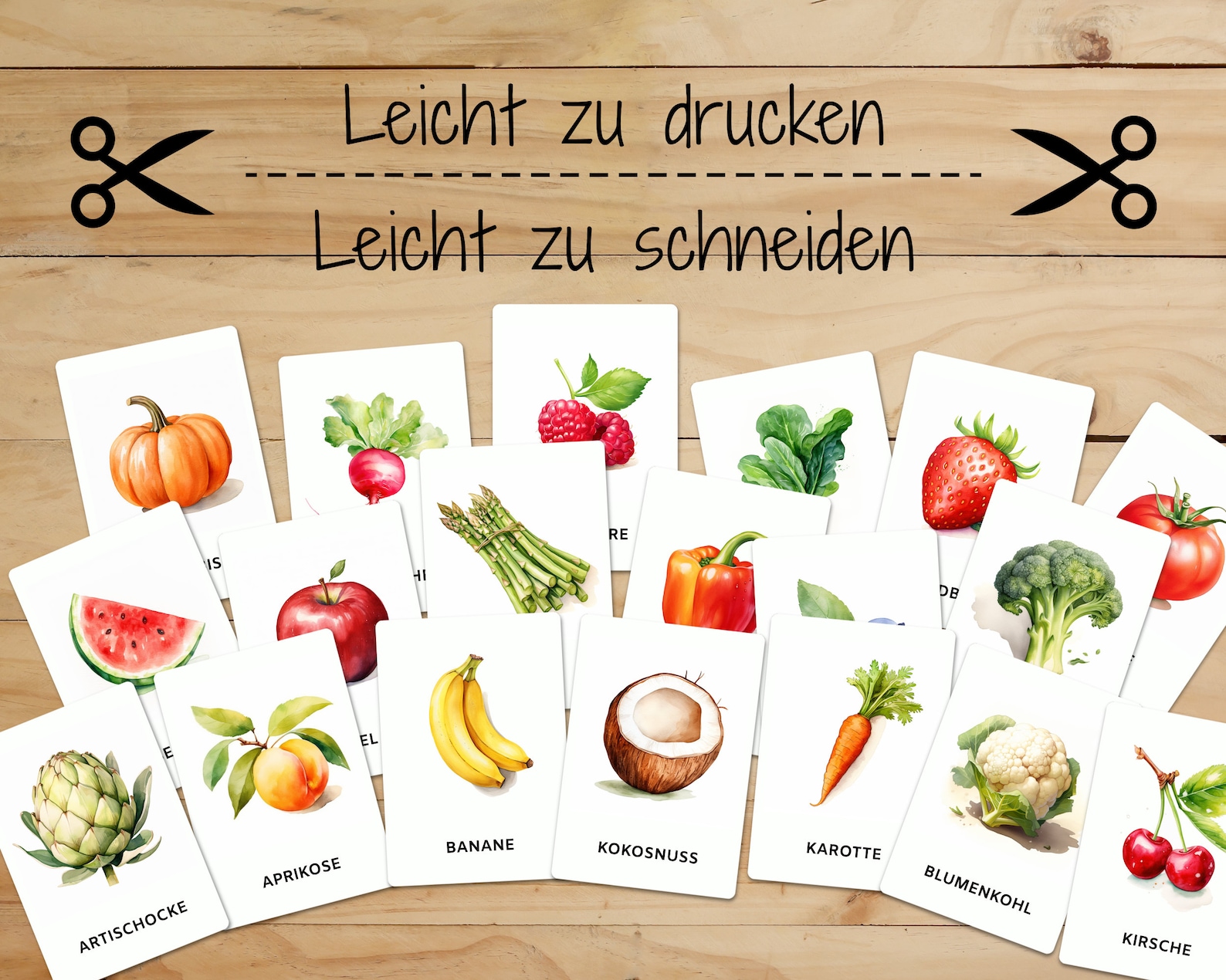32 Montessori-karten • Obst Und Gemüse • Französisch • Druckbare ...