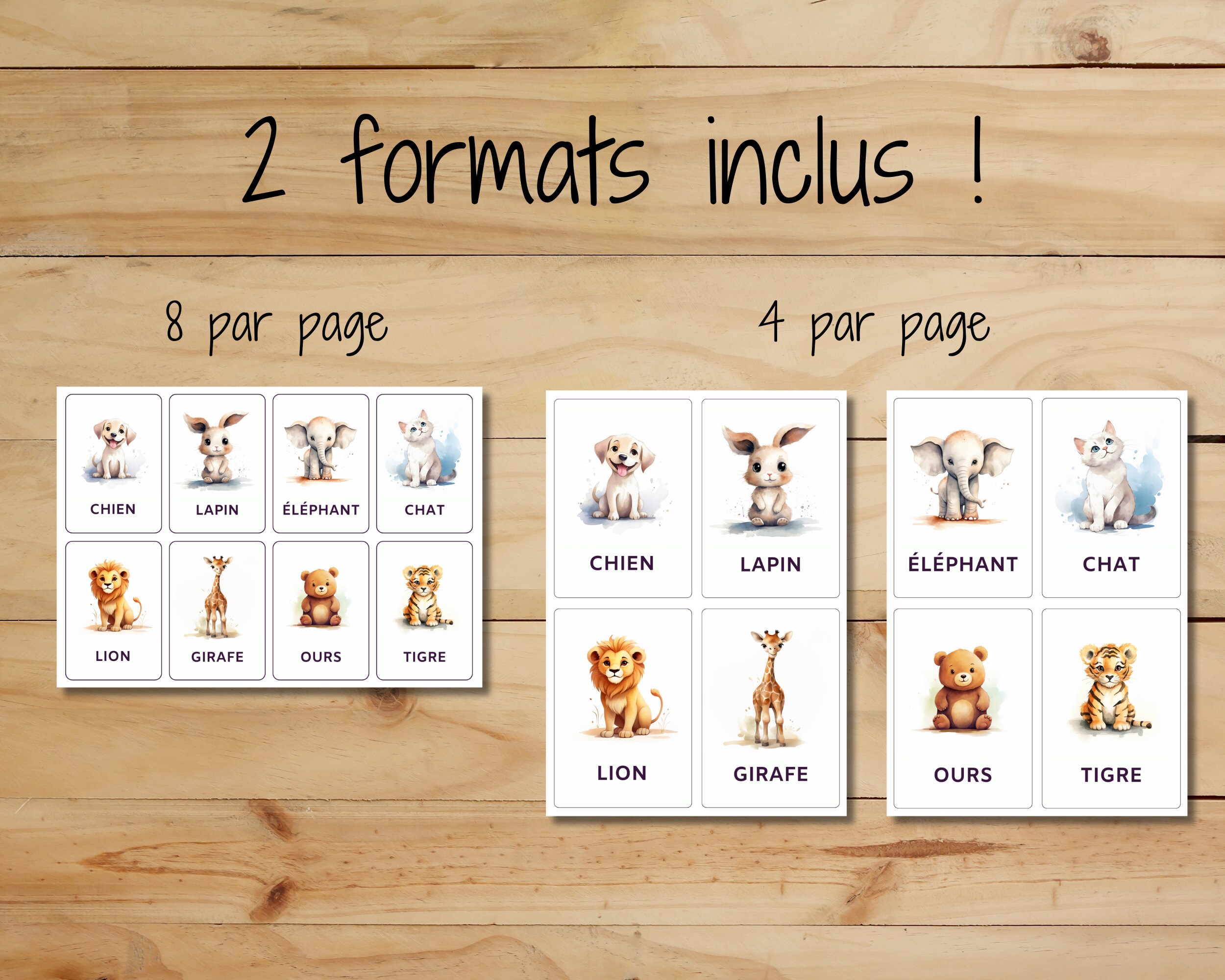 32 Montessori Cards • Animals • French • Printable Flashcards ...