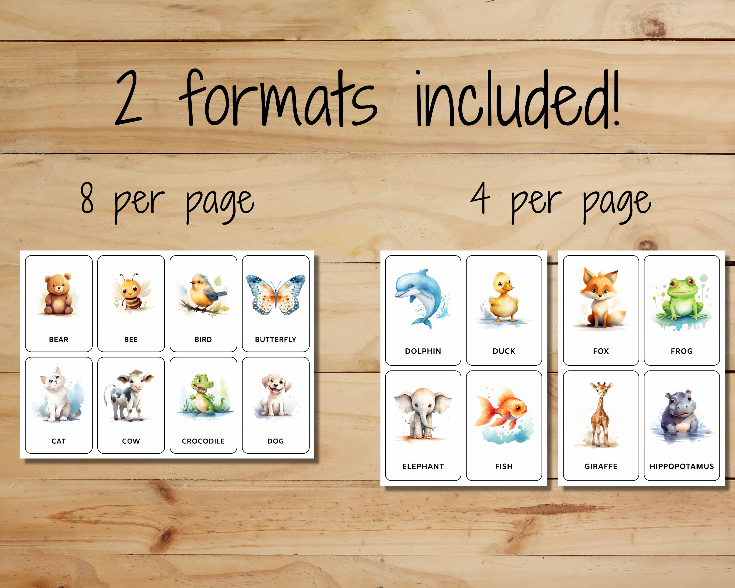 32 Montessori Cards • Animals • English • Printable Flashcards ...
