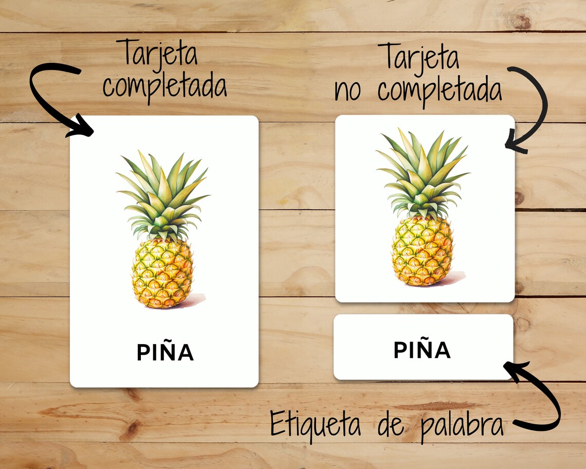 32 Montessori Tarjetas • Frutas Y Verduras • Inglés • Printable ...