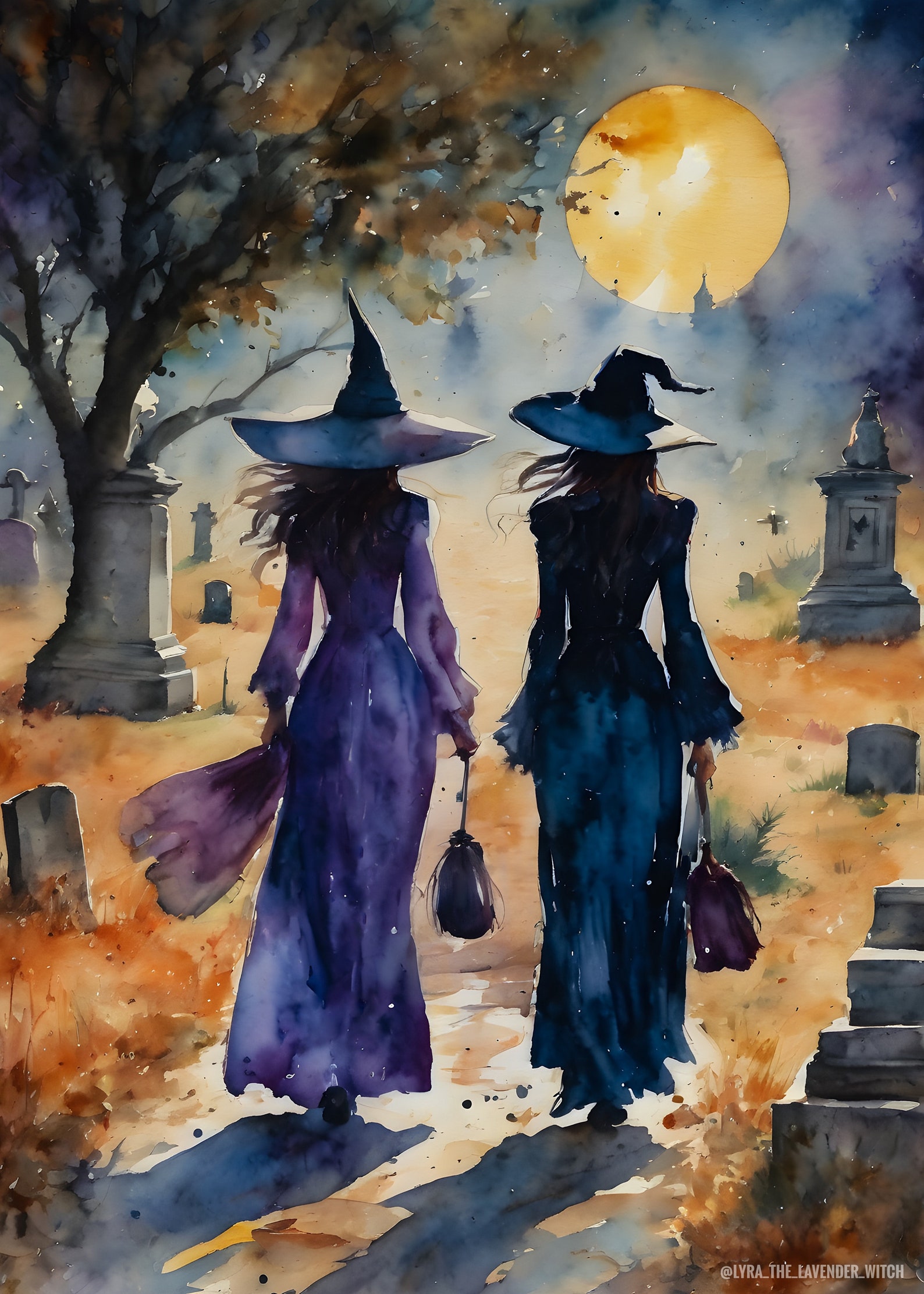 BEST WITCHES on Their Favourite Stroll ~ Through a Cemetery ~ 7x5 ...