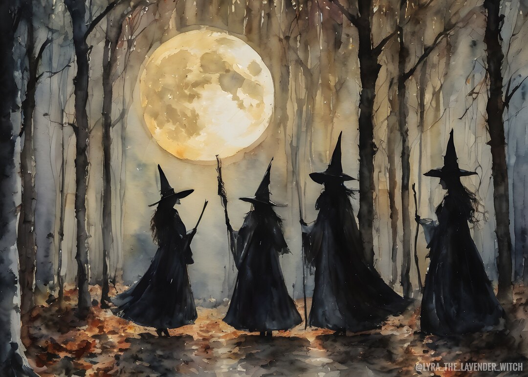 ESBAT WITCHES Coven Meeting in the Woods 7x5 Altar Print download Only ...