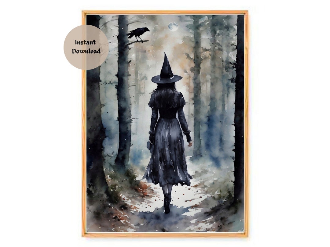 THE GREY WITCH on a Full Moon With Raven ~ Altar Print (download Only ...