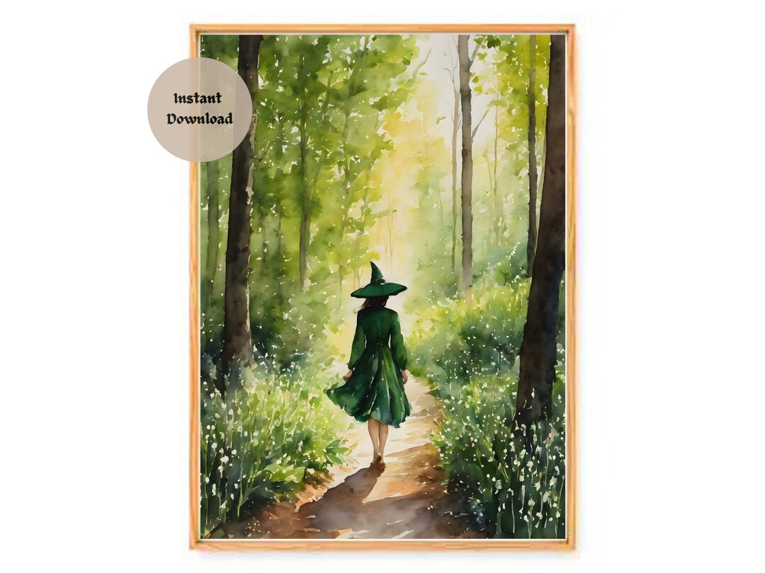 The Green Witch in Spring Woods ~ HD Altar Print (download Only) ~ Witchy Watercolour Wall Art ...