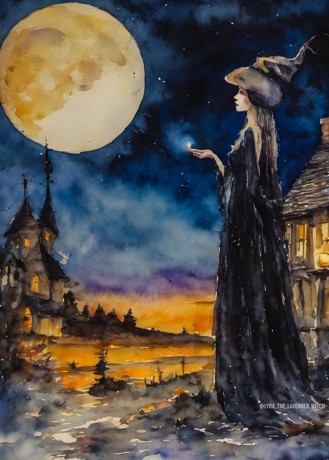 WITCH WISHING SPELL at Full Moon 7x5 Altar Print - Etsy