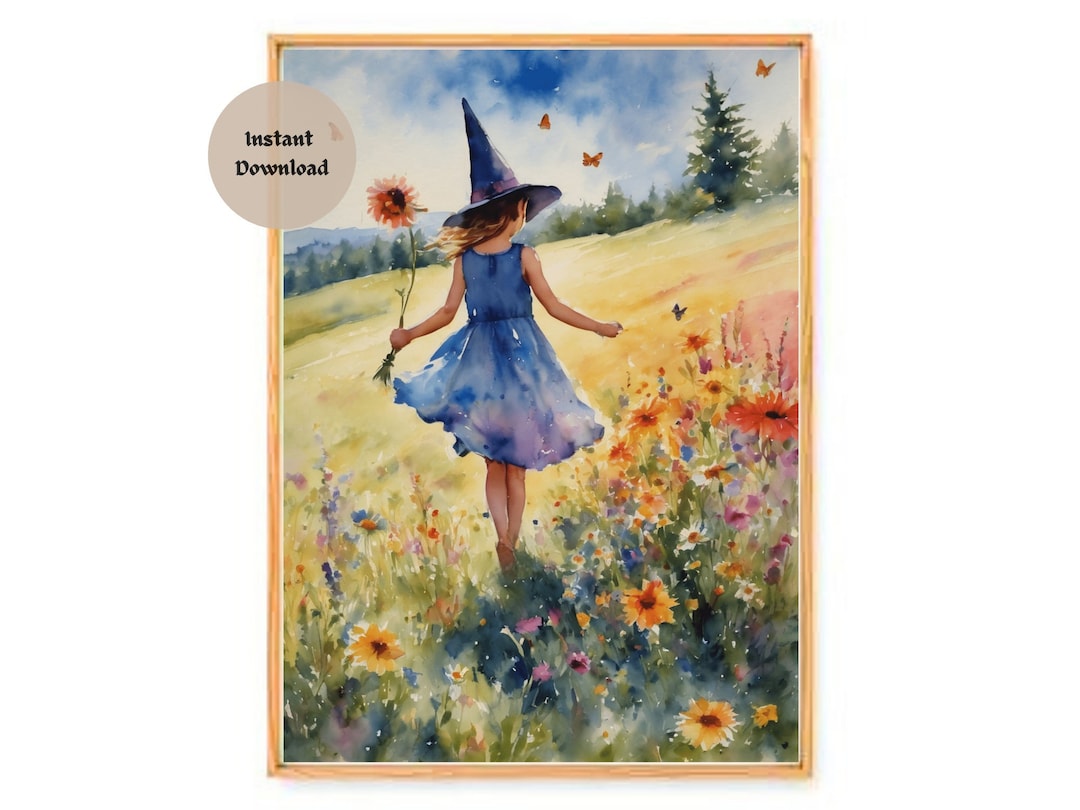 Little Summer Witch Watercolor Print: Witchcore Altar Decor (download ...