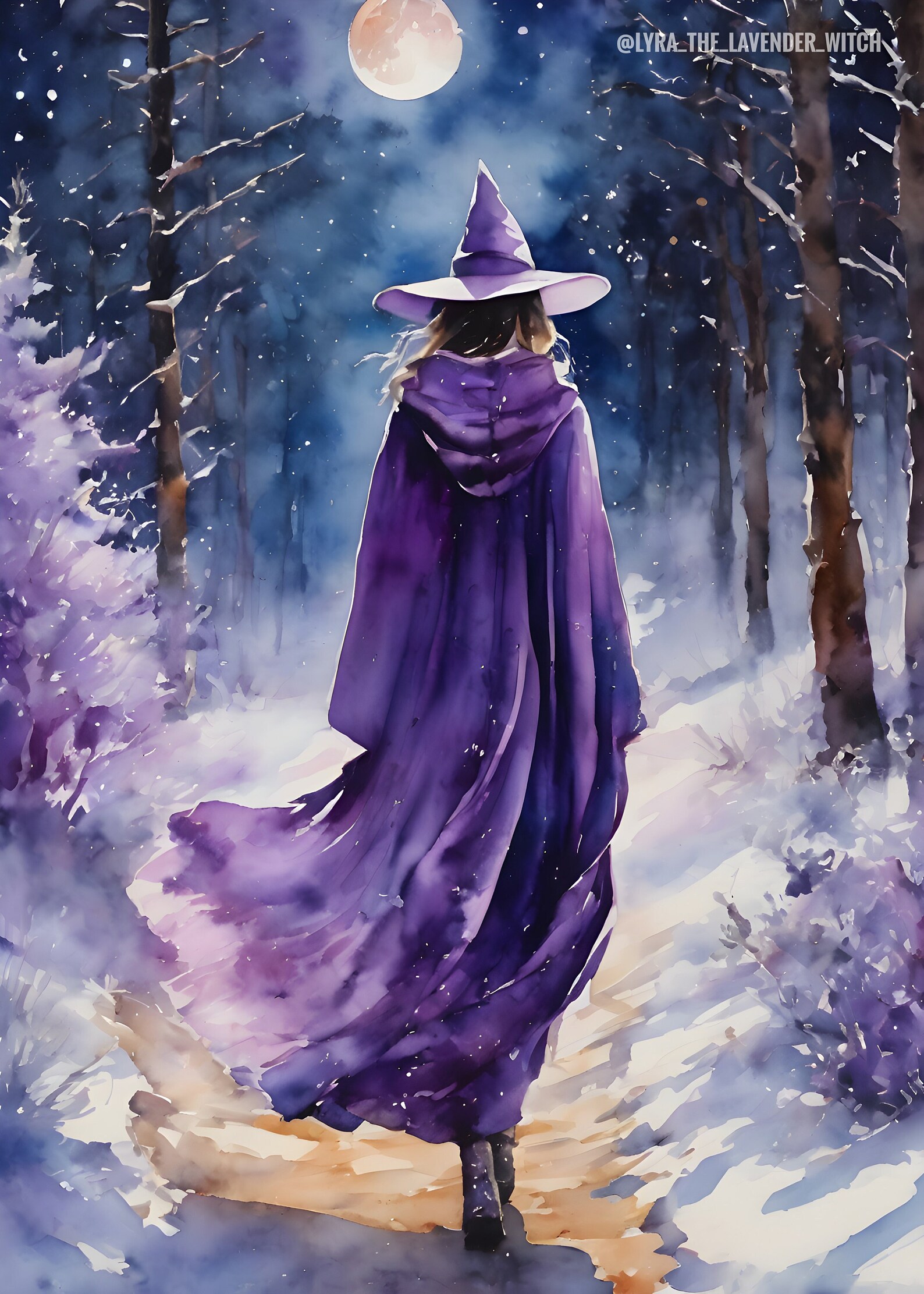 LAVENDER WITCH in Winter ~ HD Altar Print (download Only) ~ Witchy ...