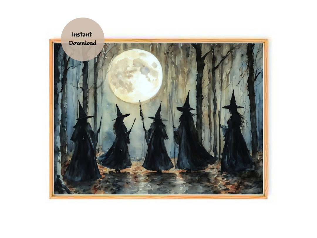 ESBAT ~ WITCHES Coven Meeting in the Woods ~ Altar Print (download Only) ~ Witchy Watercolour ...