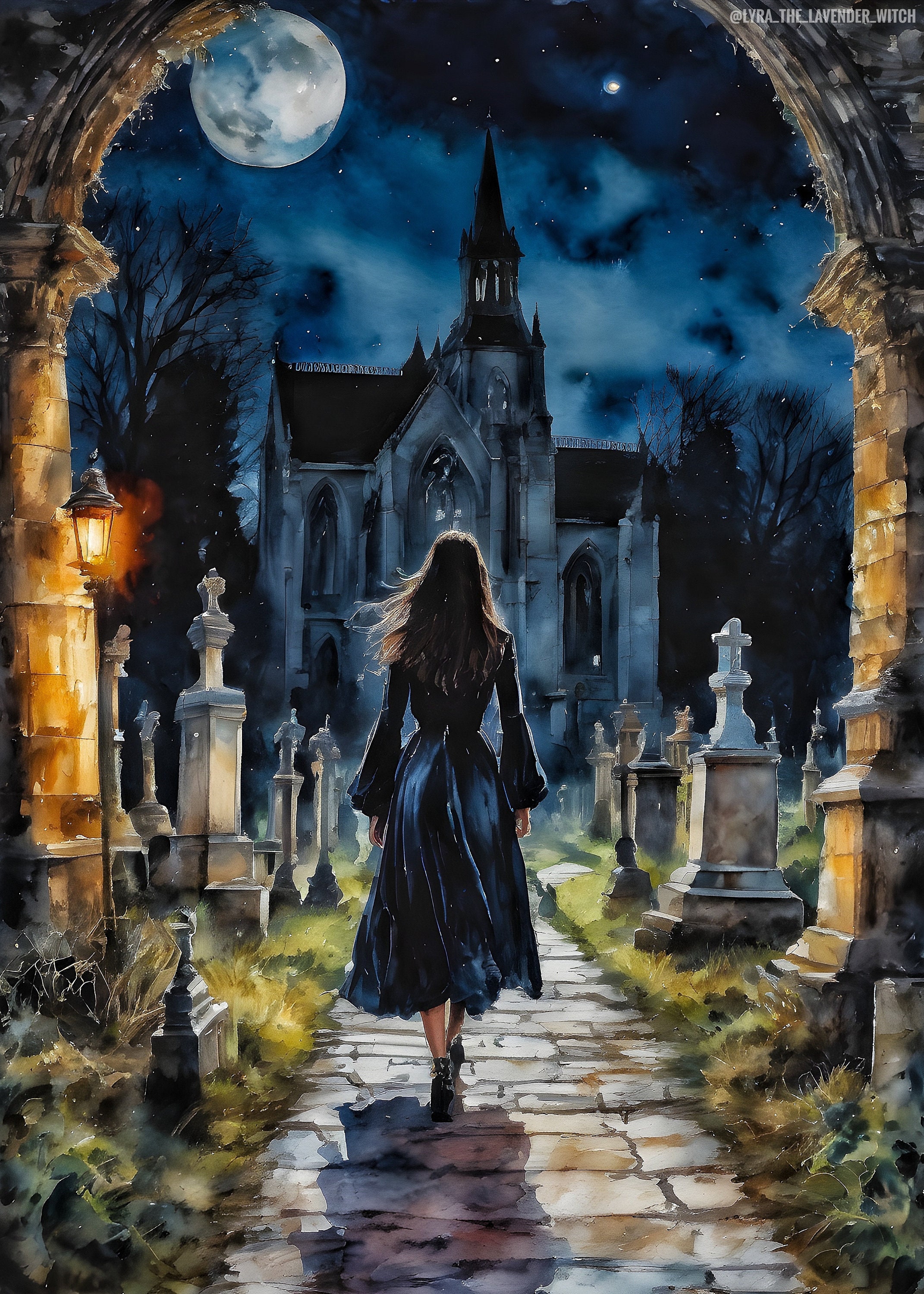 HER FAVOURITE PLACE ~ (A Gothic Cemetery) ~ 7x5" Altar Print (download ...