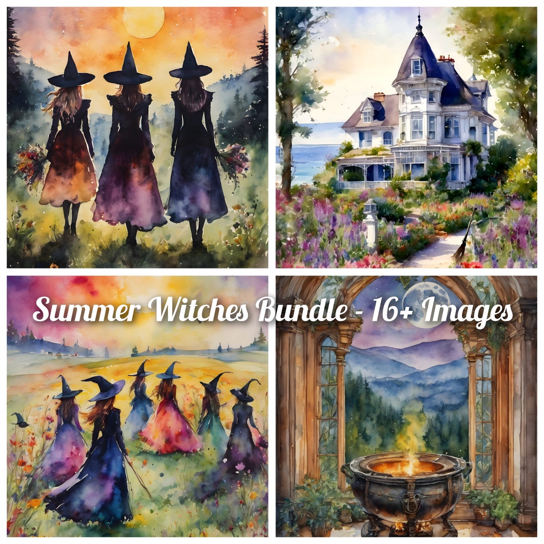 Summer Witches Bundle - 16+ Images Artwork Instant Digital Download ...