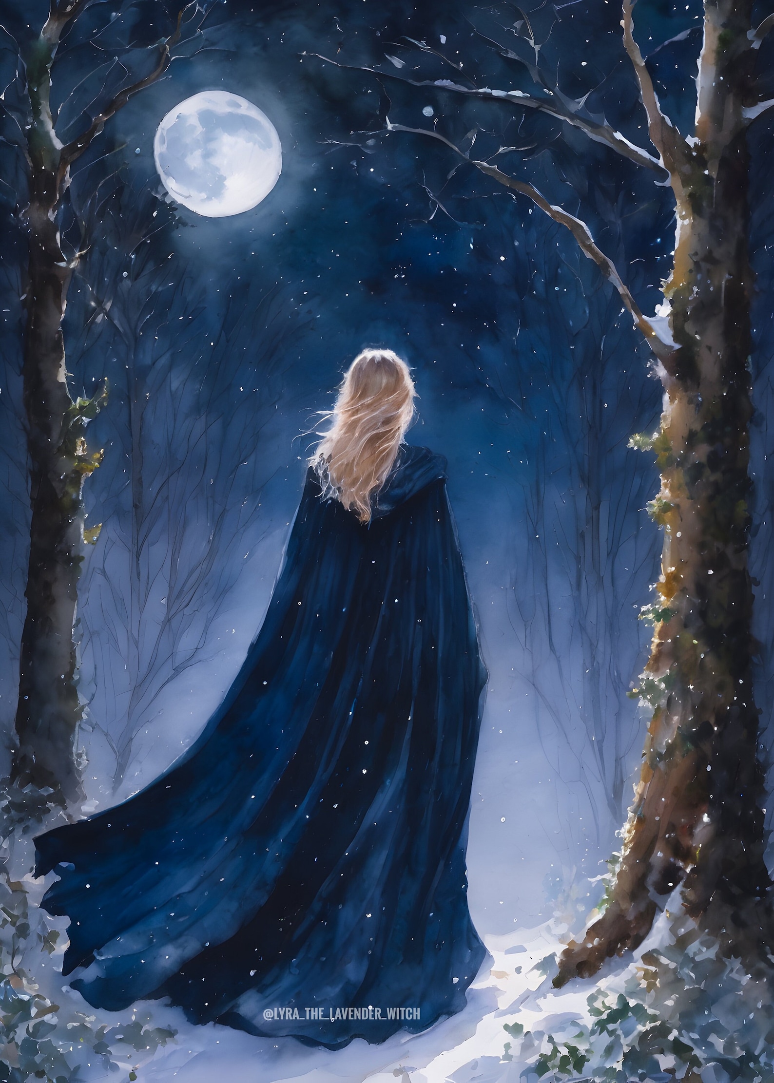 Winter Maiden of the Moon ~ HD Altar Print (download Only) ~ Witchy ...