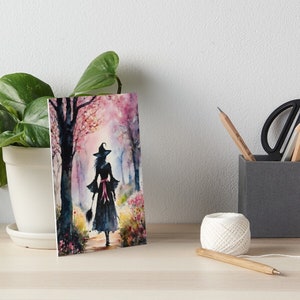 SAKURA Witch in Blossom Tree Woods ~ 7x5" Spring Altar Print (download ...