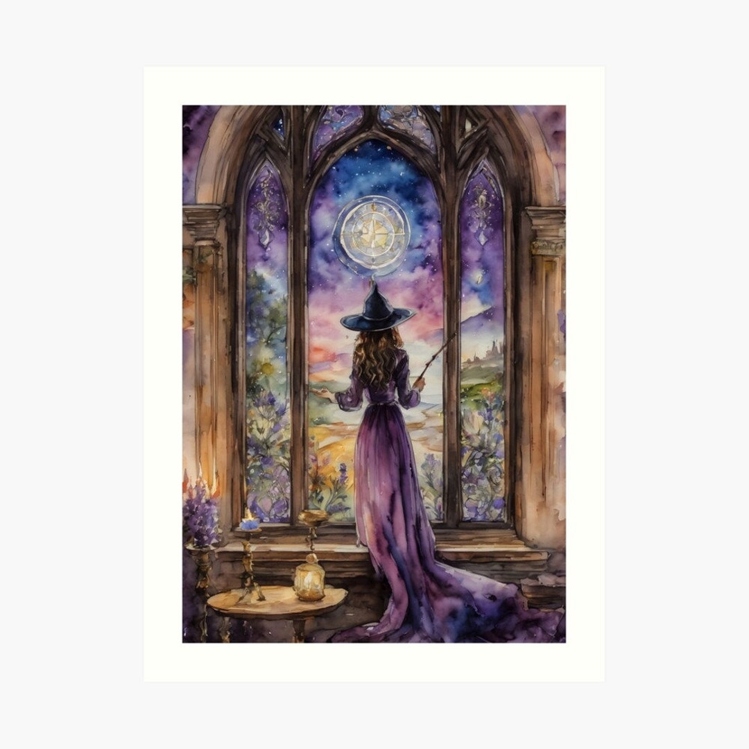 LAVENDER WITCH Casting a Spell HD Altar Print download Only Witchy Watercolour Wall Art ...