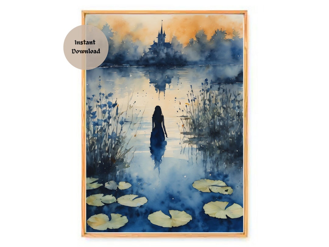 HAUNTING ~ Spectre Lady Haunting the Lotus Lake ~ 7x5" Altar Print ...