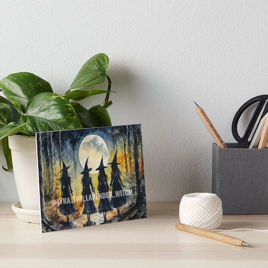 WITCHES MEET Full Moon Coven Meeting in the Woods 7x5 Altar Print ...