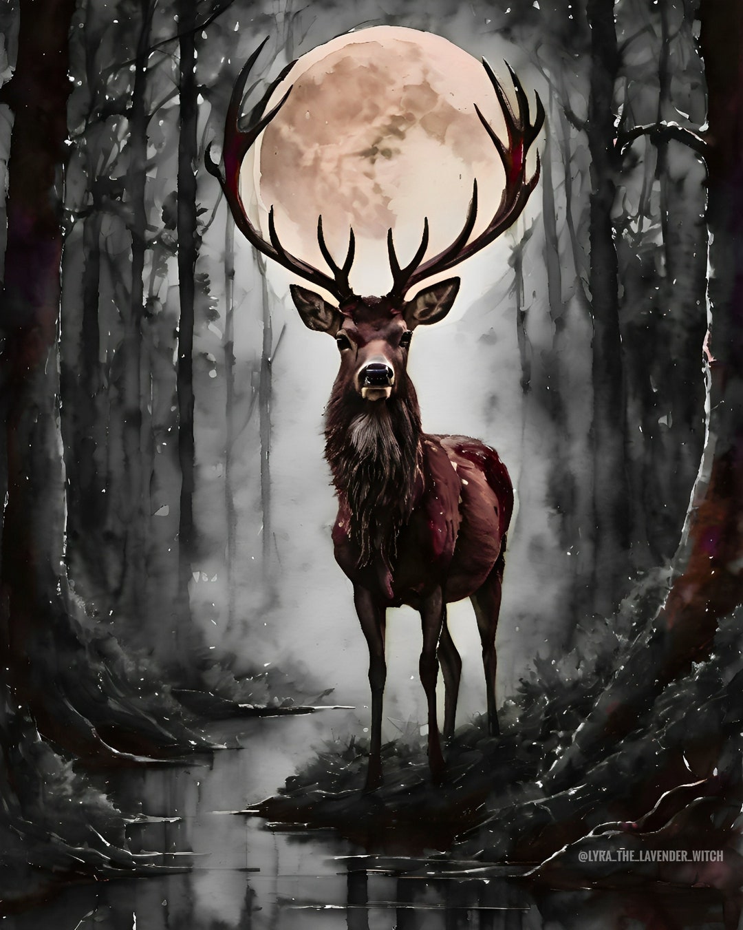 Guardian Stag of THE DARKLING WOODS 7x5 Altar Print download Only ...