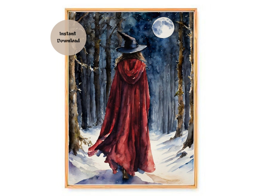 The Red Witch in Winter ~ HD Altar Print (digital Download Only) Witchy ...