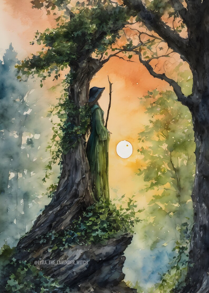 THE WATCHER 7x5 Altar Print download Only Witchy Watercolour Art ...