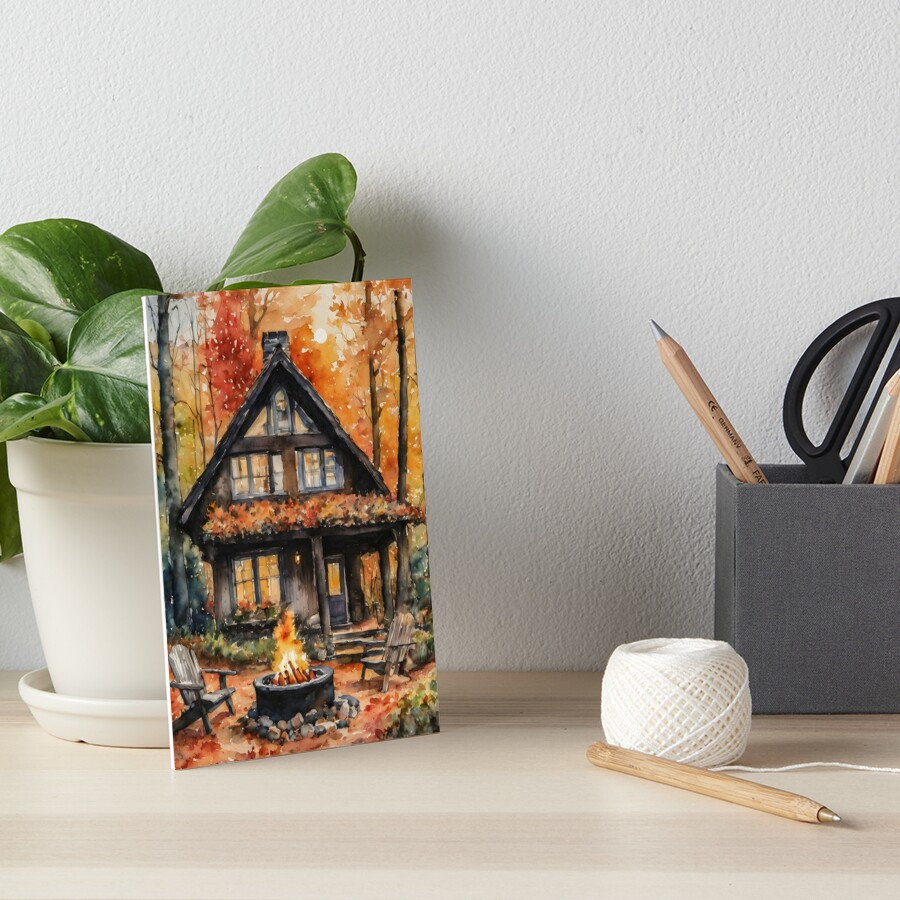 A COTTAGE in the WOODS 7x5 Altar Print download Only Witchy Watercolour ...