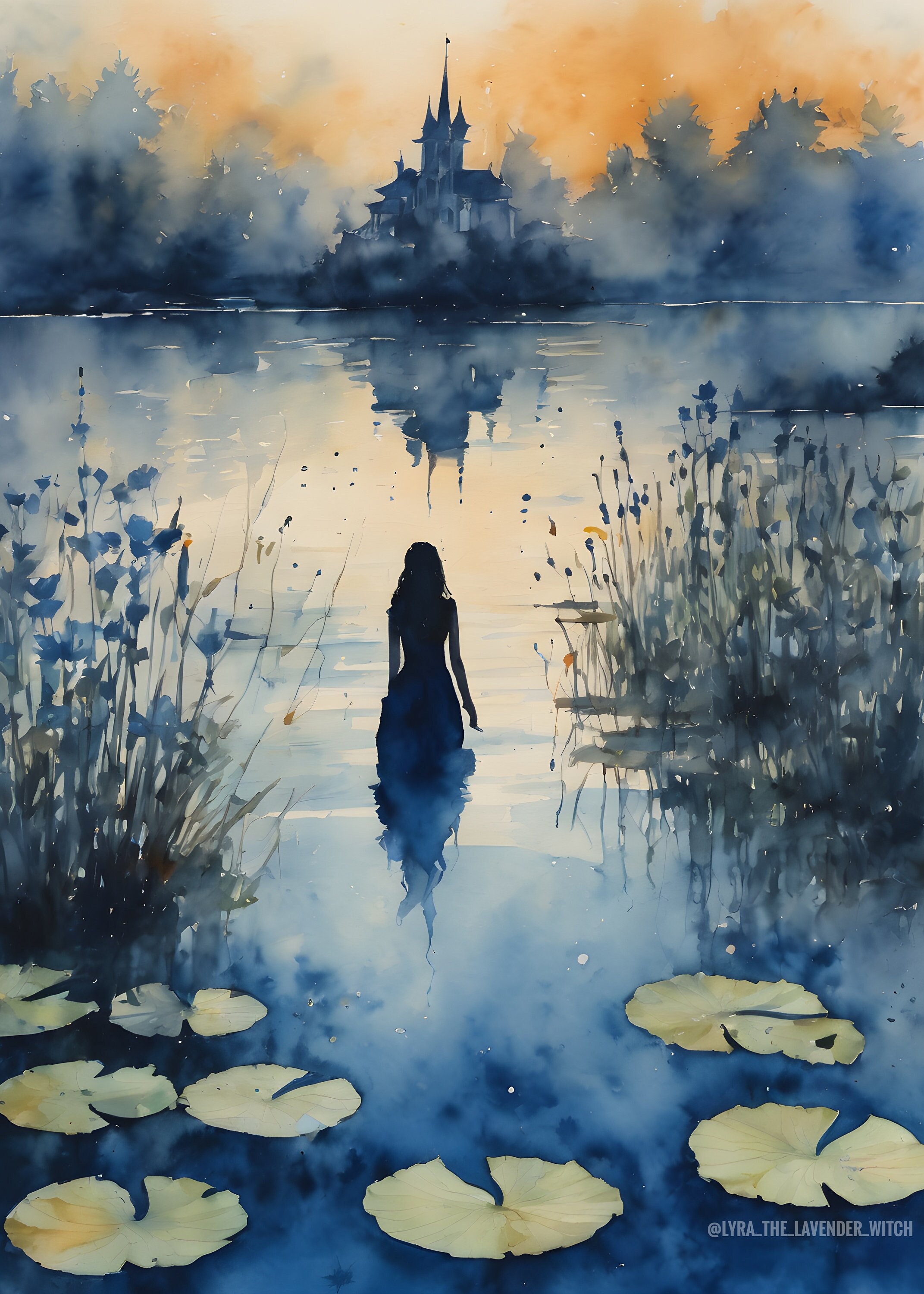 HAUNTING Spectre Lady Haunting the Lotus Lake 7x5 Altar Print download ...