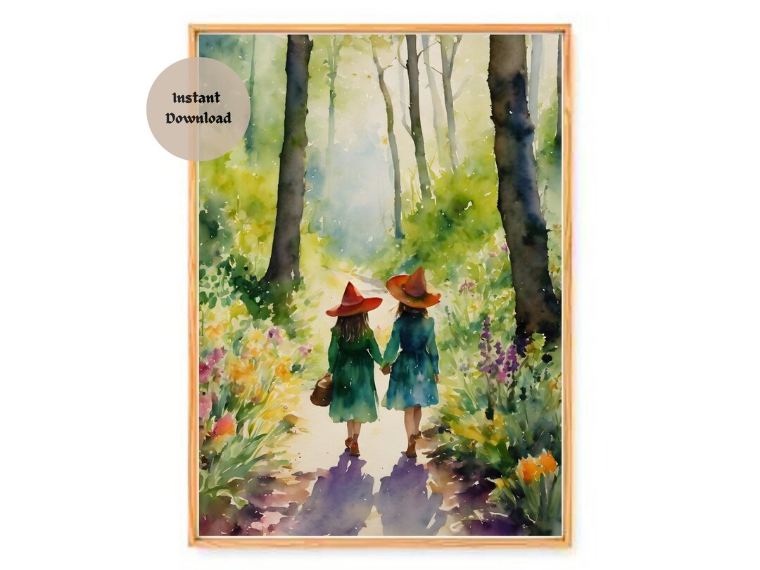 SIBLINGS ~ Little Witch Sisters or Cousins HD Altar Print (download ...