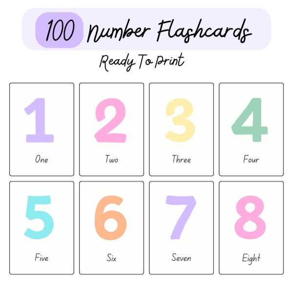 Number Flash Cards - Etsy
