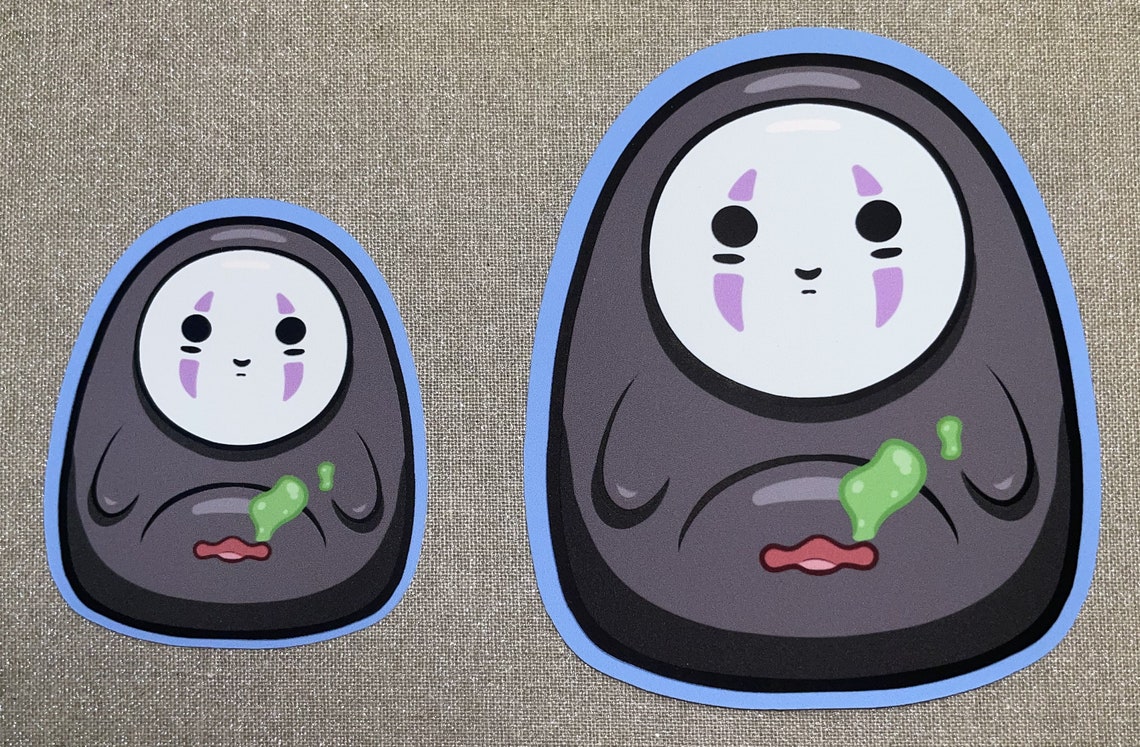 Cute Chubby Chibi Studio Ghibli No Face Burping Sticker Weatherproof ...