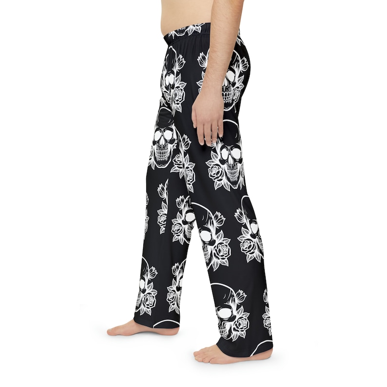 Skulls Print Pajama Pants, Men's Loungewear, Relaxing Workwear, Men's ...