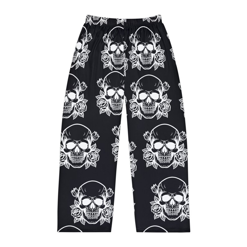 Skulls Print Pajama Pants, Men's Loungewear, Relaxing Workwear, Men's ...