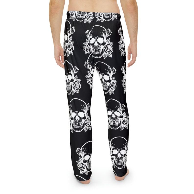 Skulls Print Pajama Pants, Men's Loungewear, Relaxing Workwear, Men's ...
