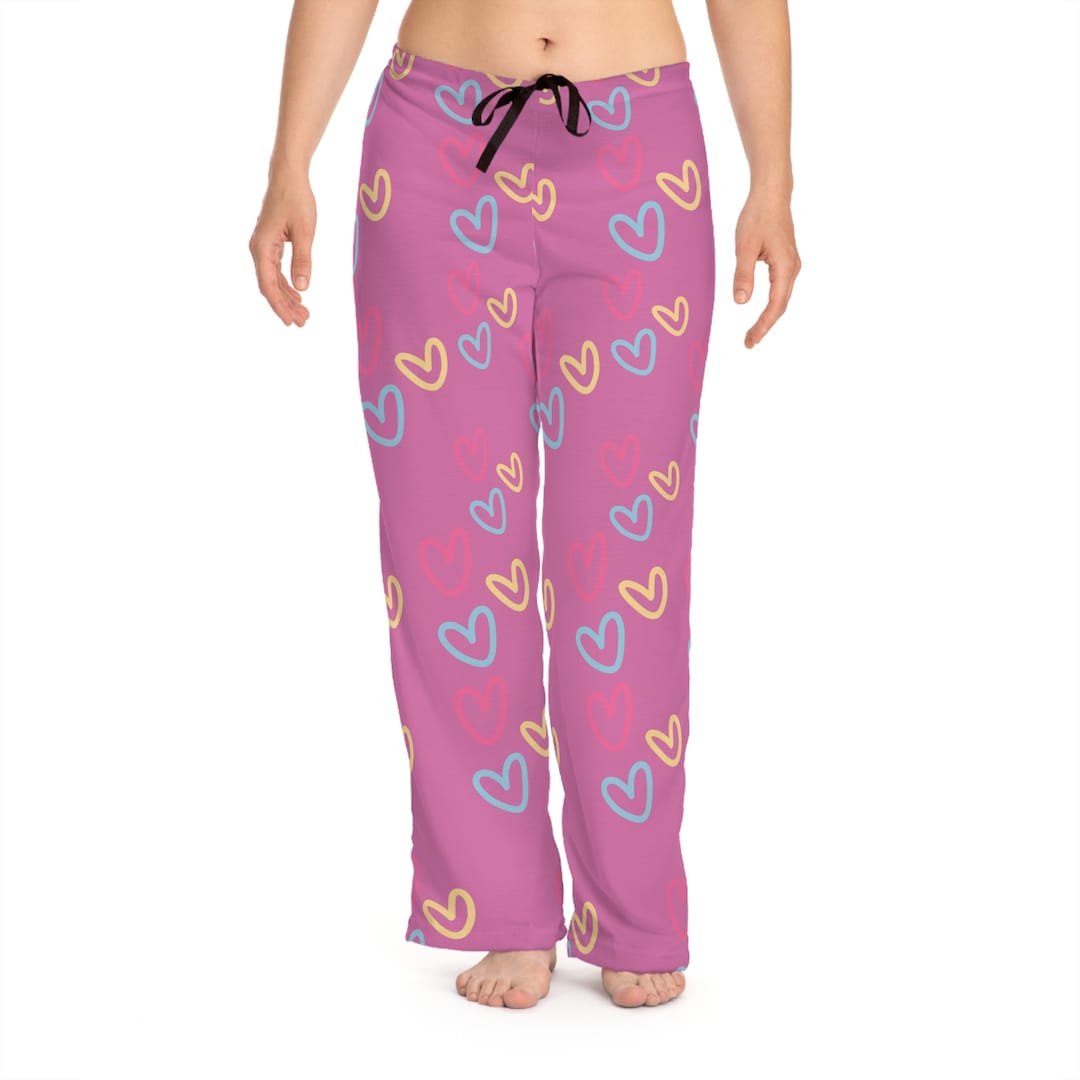 Hearts Love Print Pajama Pants, Hearts Loungewear, Valentines, Birthday ...