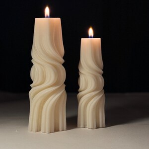 Wavy Pillar Swirl Candle Small| Custom Color & Scent|shaped Candle ...
