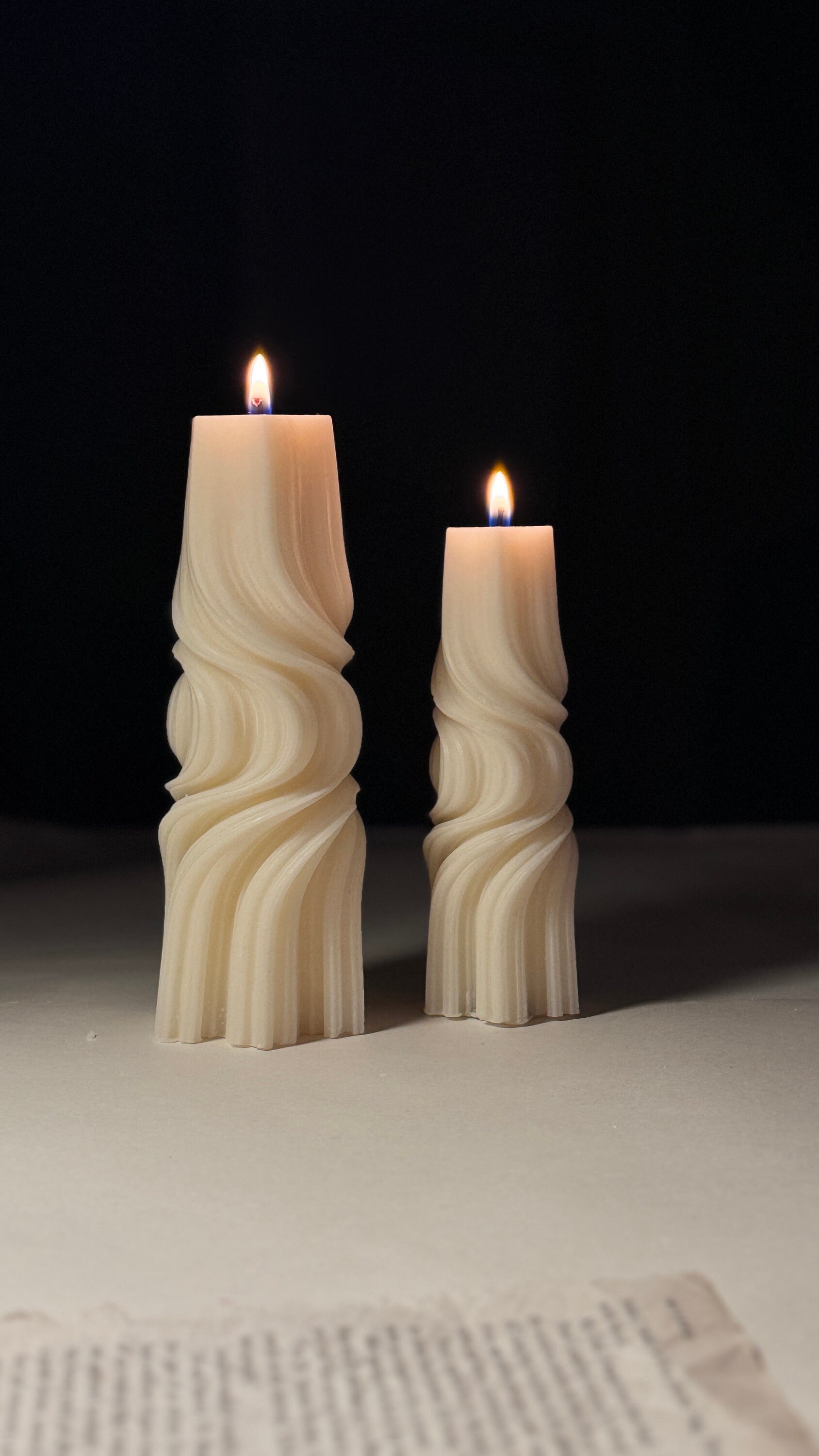 Wavy Pillar Swirl Candle Small| Custom Color & Scent|shaped Candle ...