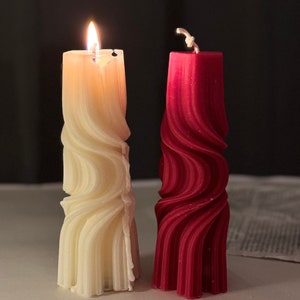 Wavy Pillar Swirl Candle Small| Custom Color & Scent|shaped Candle ...