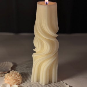 Wavy Pillar Swirl Candle Small| Custom Color & Scent|shaped Candle ...