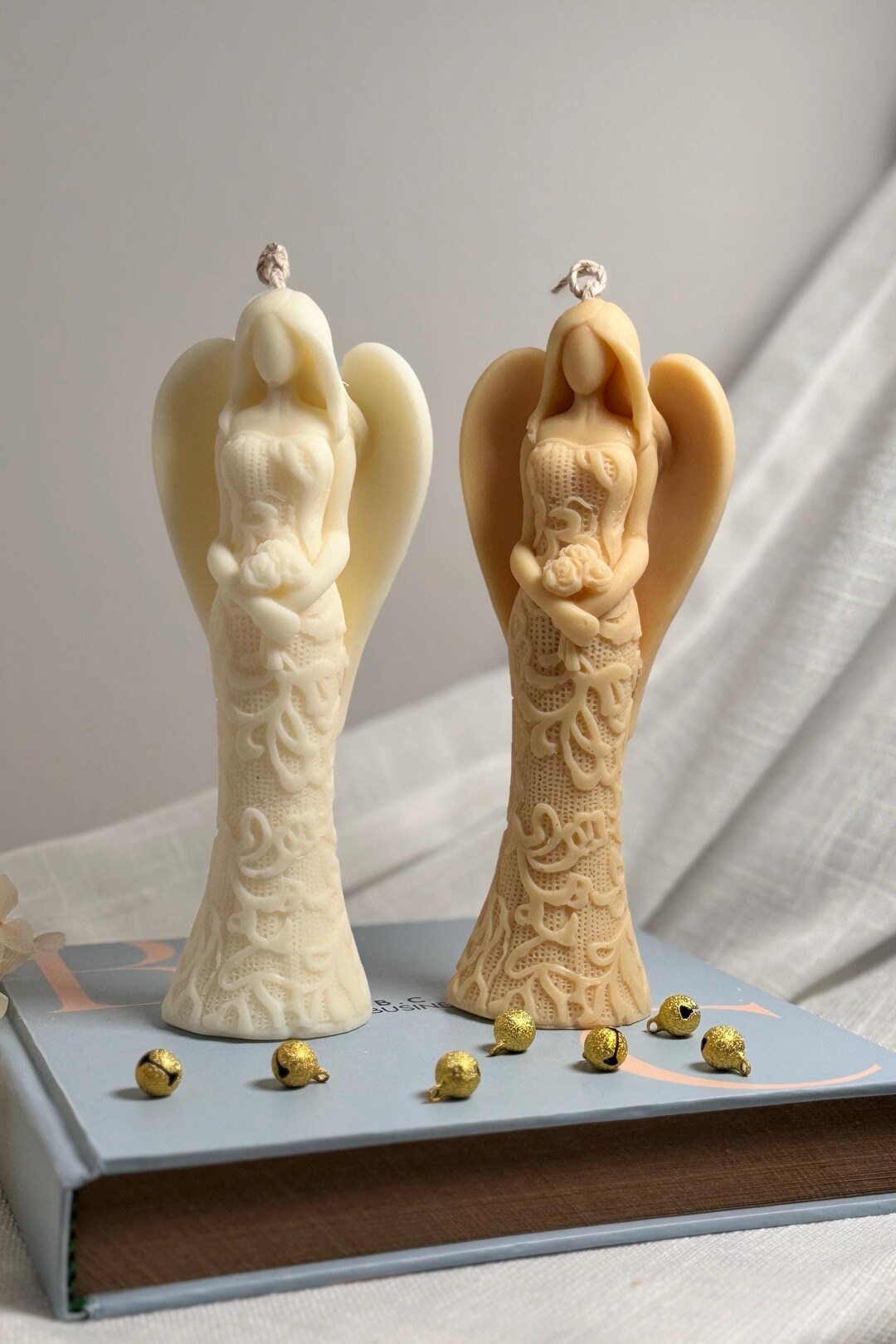 Sculptural Angel Candle | Intricate Lace Details, Soy Wax Decor - Etsy