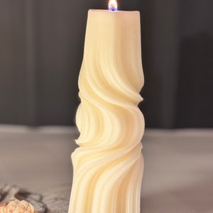 Wavy Pillar Swirl Candle Large Size| Custom Color & Scent| Shaped ...