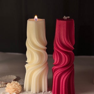 Wavy Pillar Swirl Candle Small| Custom Color & Scent|shaped Candle ...